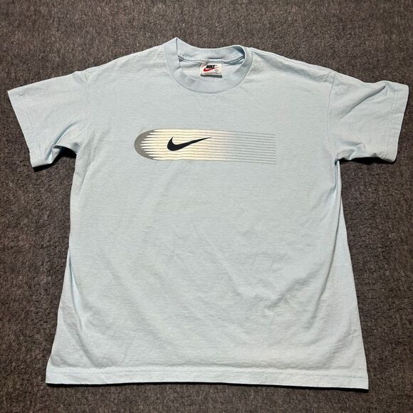 Nike | Shirts | Vintage Nike Check Swoosh Shirt Large Usa Baby Blue 9s ...